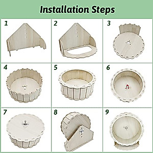 BNOSDM Wooden Hamster Exercise Wheel Silent Hamster Running Wheels with Stand Adjustable Quiet Small Animal Wheel Spinner Toy for Syrian Hamster Gerbil Mice Rat Hedgehogs (9 inch)