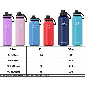 AZ LEVELUP Vacuum Insulated Stainless Steel Water Bottles, Double Walled, Wide Mouth Sport flasks Leak Proof Straw & Spout Lids, Modern Thermos, Paracord Handle, Protective Silicone Boot, 220z-Orchid