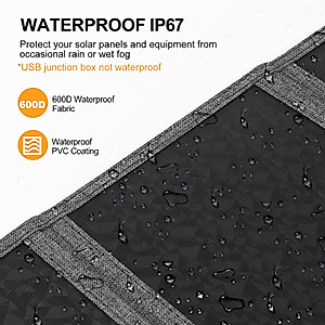 Foursun 21W Portable Solar Panel Charger,12V Foldable Solar Charger with QC3.0, PD 18W, IP67 Waterproof, Fast Charging for Smart Phones, Tablets, Power Banks, Battery Packs, etc.