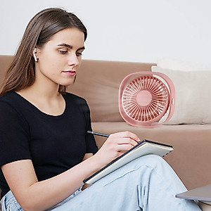 warrita USB Table Fan Portable Mini Personal Desk Fan with 360 Rotation and Adjustable 3 Speed for Office, Travel-Pink