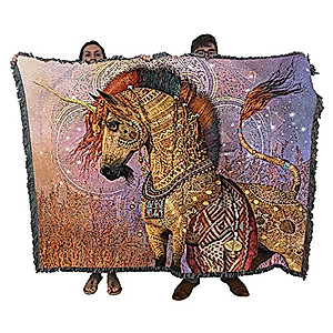 Pure Country Weavers Seretse Blanket by Laurie Prindle - Fantasy Unicorn Gift Tapestry Throw Woven from Cotton - Made in The USA (72x54)