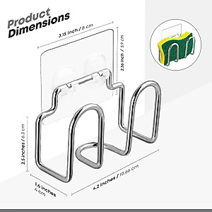 Sponge Holder Sink Caddy for Kitchen Accessories, No Drilling Adhesive ,Rustproof SUS304 Stainless Steel
