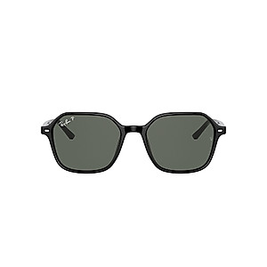 Ray-Ban RB2194 John Square Sunglasses, Black/G-15 Green Polarized, 51 mm
