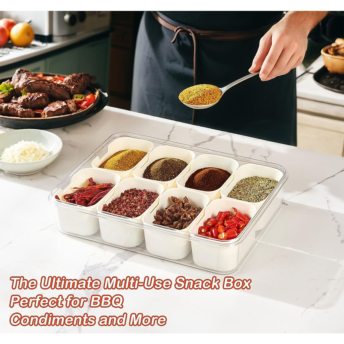 Snackle Box Container Divided Serving Tray With Lid Fruit Platters and Trays Charcuterie Boxes Clear Lids Snack Organizer Handles Entertaining Essentials Snacks Party Portable Tackle for Food 2 Pack