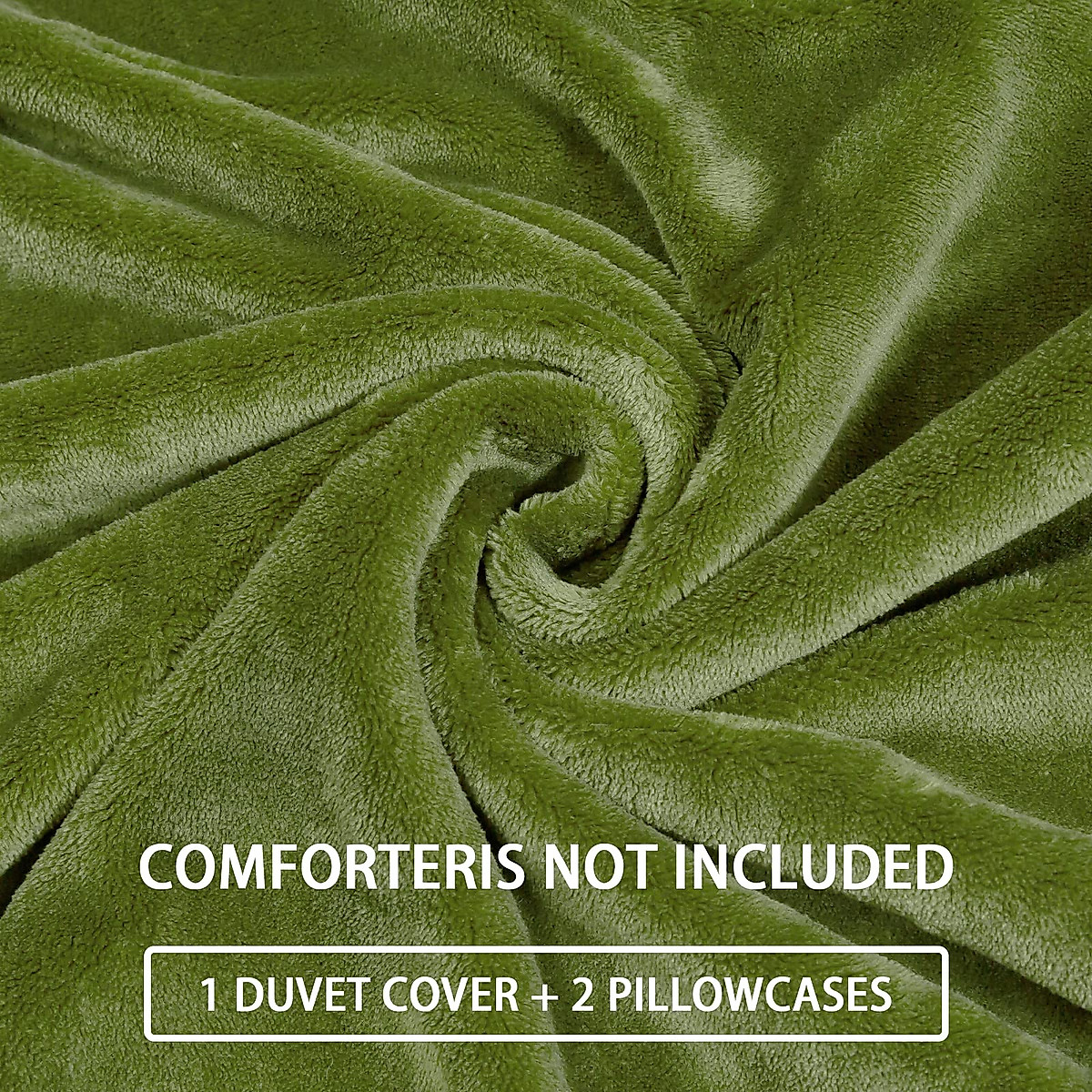 greenoak Velvet Duvet Cover Queen Size,Sage Green Ultra Soft Breathable Flannel Winter Duvet Comforter Cover Set (90" X 90"), Fuzzy Duvet Cover Bedding Sets & Collections with 2 Pillow Shams