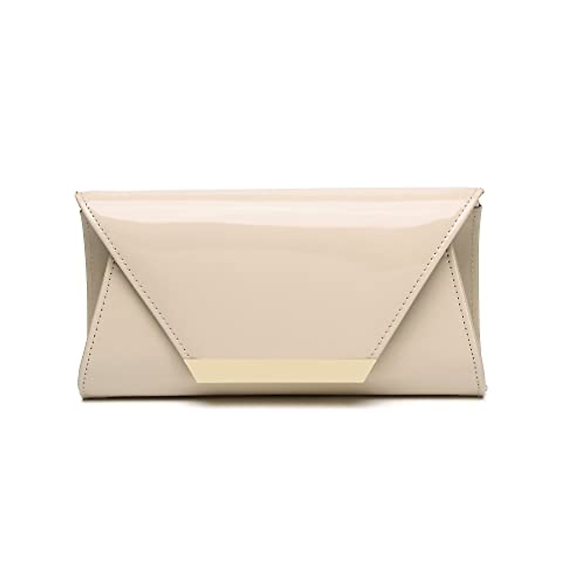 MUDUO Women Patent Leather Fashion Clutch Purses Evening Bag Handbag (NUDE)