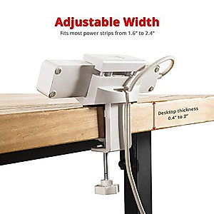SIIG Power Strip Holder with Desk Clamp For Desktop Table - Fits 1.6" to 2.4" Mountable Power Outlet Strips - Power Strip Desk Mount with Adjustable Clamp, Cable Management