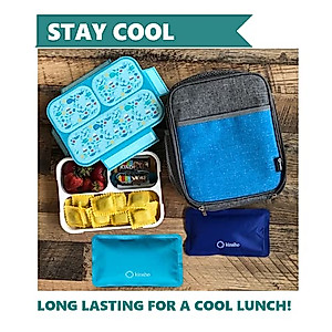 kinsho Ice Packs for Kids Lunch Box, Bag and Bento Boxes, 4 Pack Set, Reusable and Refreezable Soft Slim Pouches for Travel, School, Work or Camping, Long Lasting Cold, Flexible | Blue, Turquoise…