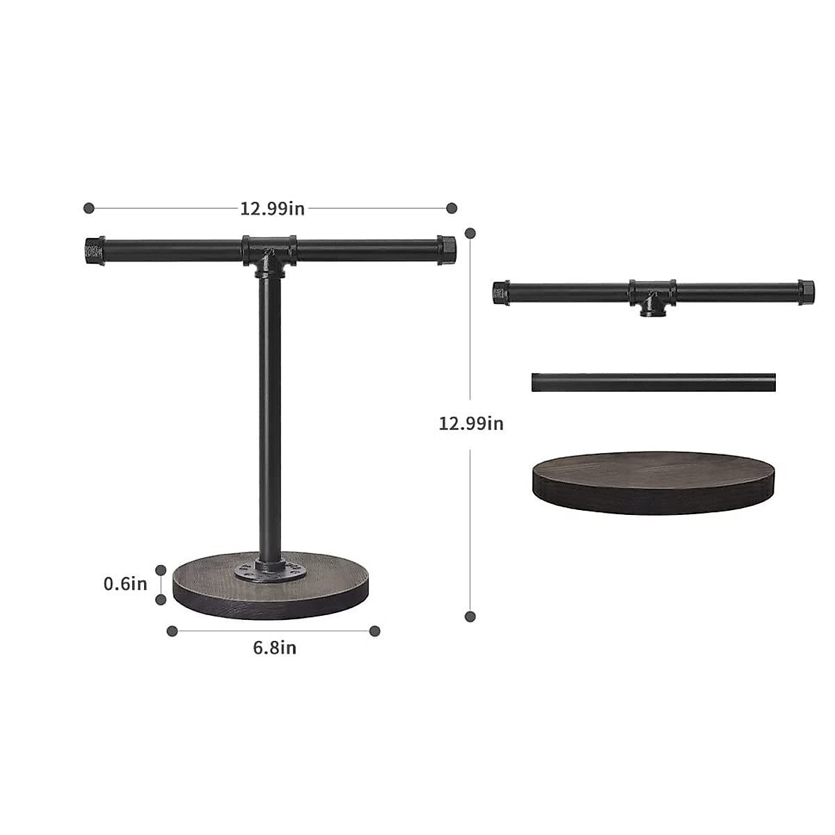 Hand Towel Stand with Wood Base,Industrial Pipe Towel Holder Heavy Duty Countertop Free Standing Towel Rack for Farmhouse Bathroom Kitchen