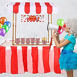 Jutom 45 Pcs Carnival Tabletop Decorating Kit Carnival Circus Concession Stand Decor Red White Striped Table Skirt Welcome to The Carnival Banner Popcorn Boxes Balloon for Carnival Party Decor