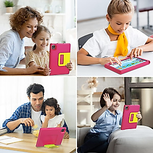 LVILLE Kids Tablet 10" Android 12 Tablet PC 10.1" Display, Quad Core Processor, 2GB+32GB, 6000mAh, Kidoz Pre Installed, Parental Control Tablet for Kids, Wi-Fi, Bluetooth, Kid-Proof Case (Pink)