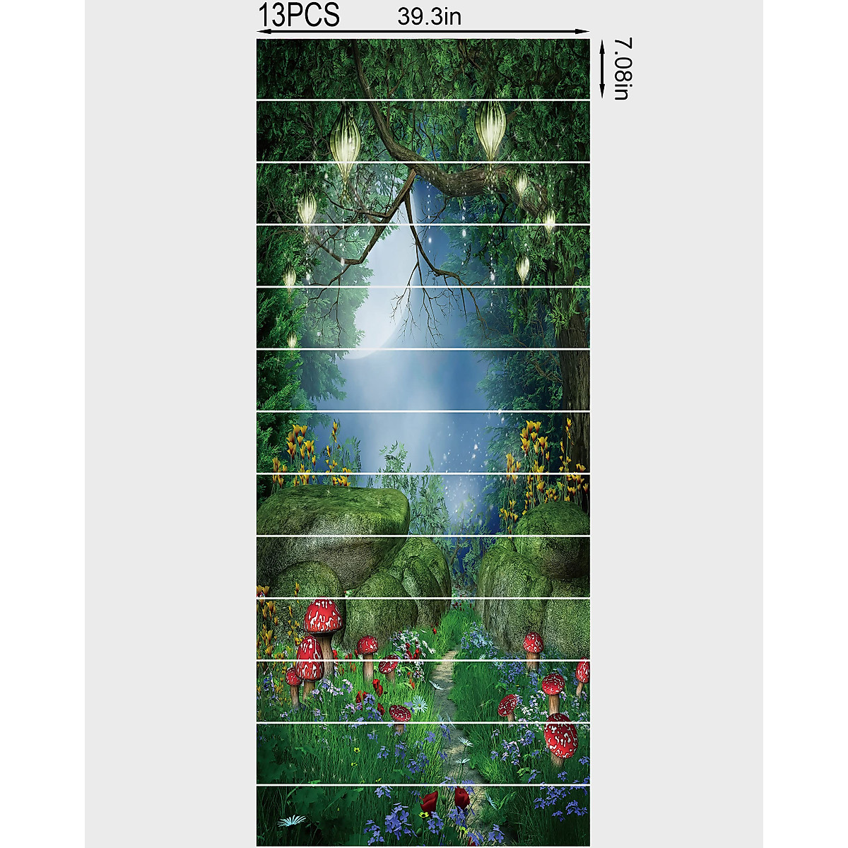 FLFK Stair Decals - Peel and Stick Stair Stickers, Flowers & Plants Stair Risers Decals Self-Adhesive for Home Decor, 39.3" W x 7.08" H x 13Pcs