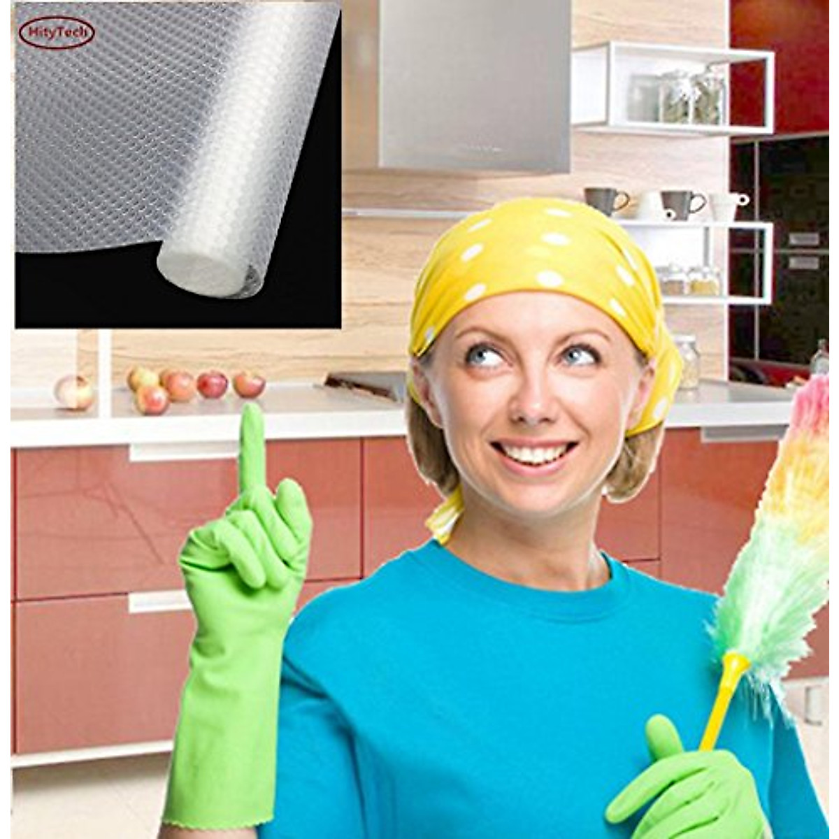HityTech Shelf Liner, EVA Shelf Liners Can Be Cut Refrigerator Mats Fridge Cushion Liner Non-Adhesive Cupboard Liners Non-Slip Cabinet Drawer Table Liners - 59 x 17 3/4 in - Transparent