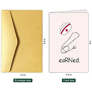 Chenive Funny Nurse Graduation Card, Nursing Graduate Greeting Card, Congratulation Card for New Registered Nurse, BSN RN Card, eaRNed