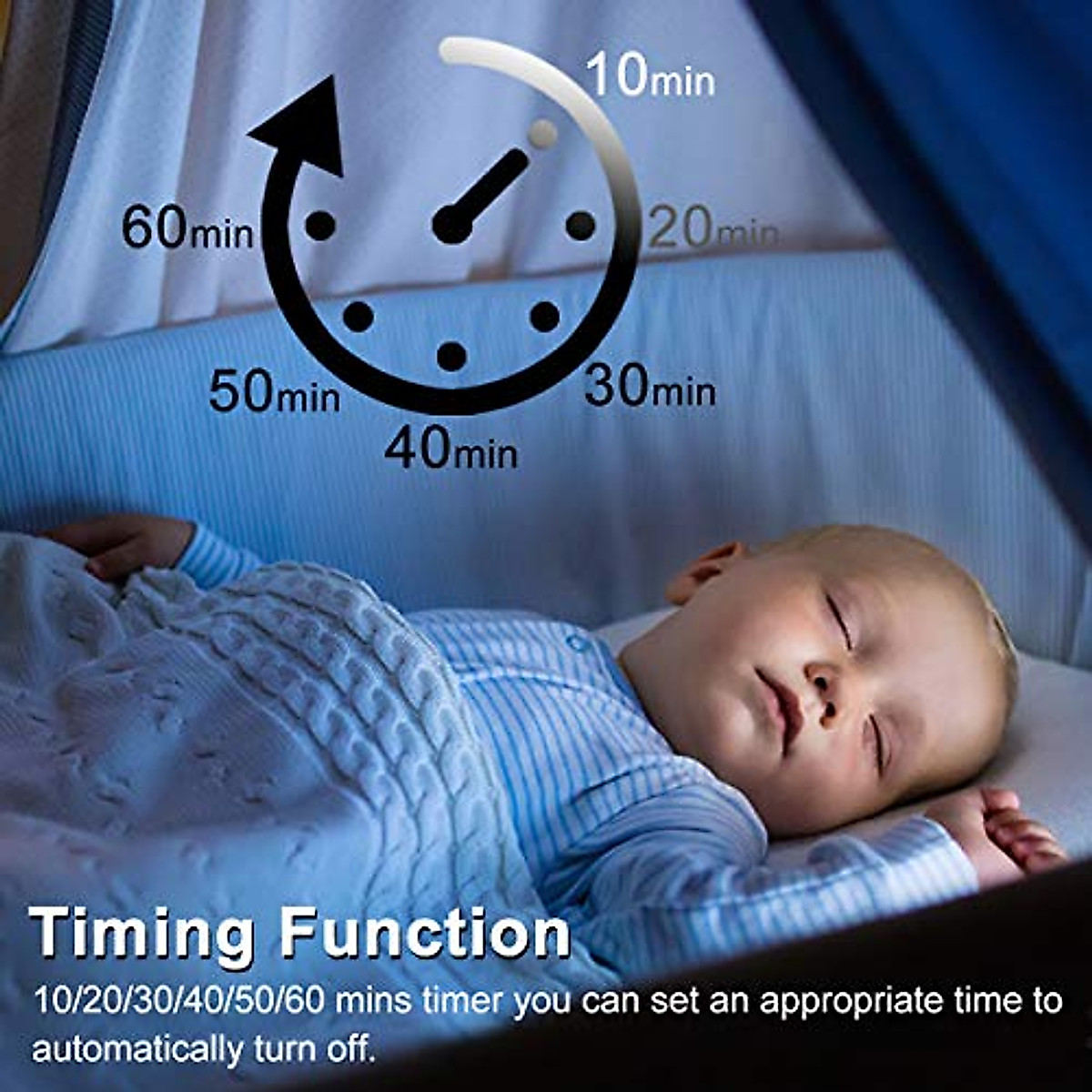 MARUMINE Baby Musical Crib Mobile with Night Light, Timer, Hanging Rattles, Nursery Ceiling Star Projector, Take Alone Music Box with Remote, Relaxing Soother Toys for Newborn Babies Boys Girls