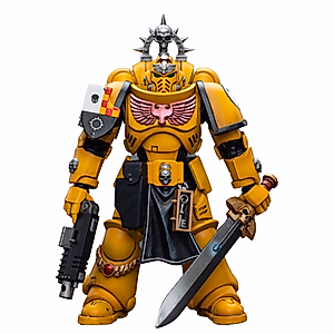 JOYTOY 1/18 Warhammer 40,000 Action Figure Imperial Fists Lieutenant with Power Sword Collection Model (4.8 inch)