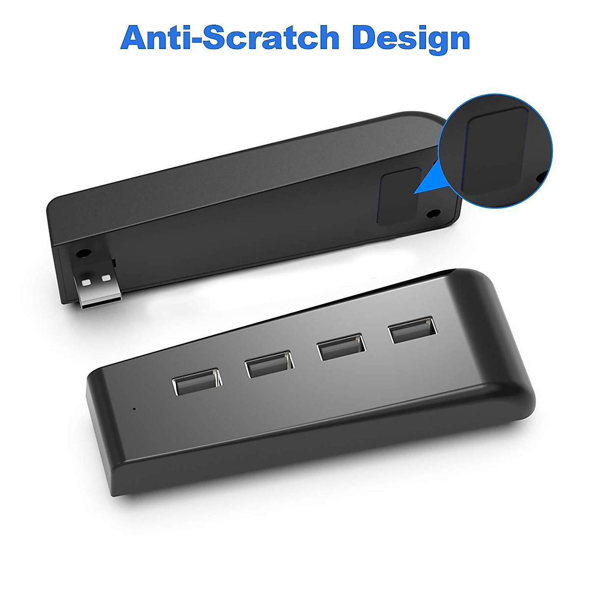 NexiGo PS5 4 Ports USB Hub, [Minimalist Design], High-Speed Data Transfer, Fast Charging Ports for DualSense Controller, Splitter Expander for PlayStation 5 Disc & Digital Edition