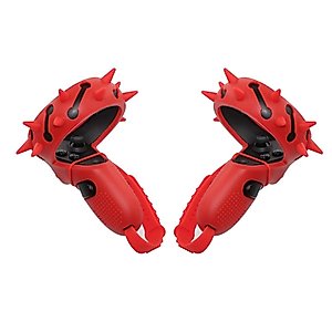 Silicone Protective Cover Touch Controller Grip Cover Skin with Knuckle Straps for Oculus Quest/Oculus Rift S (Red)