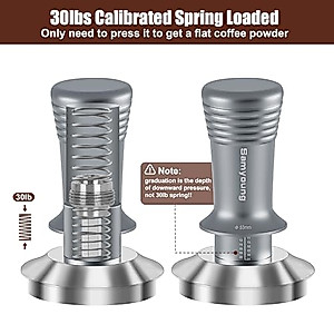 Samyoung Espresso Tamper 53mm Coffee Tamper with 30lbs Calibrated Spring-loaded Stainless Steel Espresso Coffee Tamper Flat Base Fits for Barista Coffee Lover Espresso Machine (53mm)