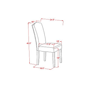 HomeStock French Flair 3-Pc Kitchen Dinette Set - 2 Kitchen Chairs with High Back and Upholstered Seat and Butterfly Leaf Modern Rectangle Dining Table and 4 Legs - Linen White Finish