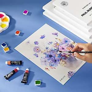 Paul Rubens High Absorption Watercolor Paper, Painting Paper Acid-Free Hot Pressed 7.87 * 5.43'', 100% Cotton 300gsm 20 Sheets, Art Supplies Watercolor Drawing for Beginners, Artists…