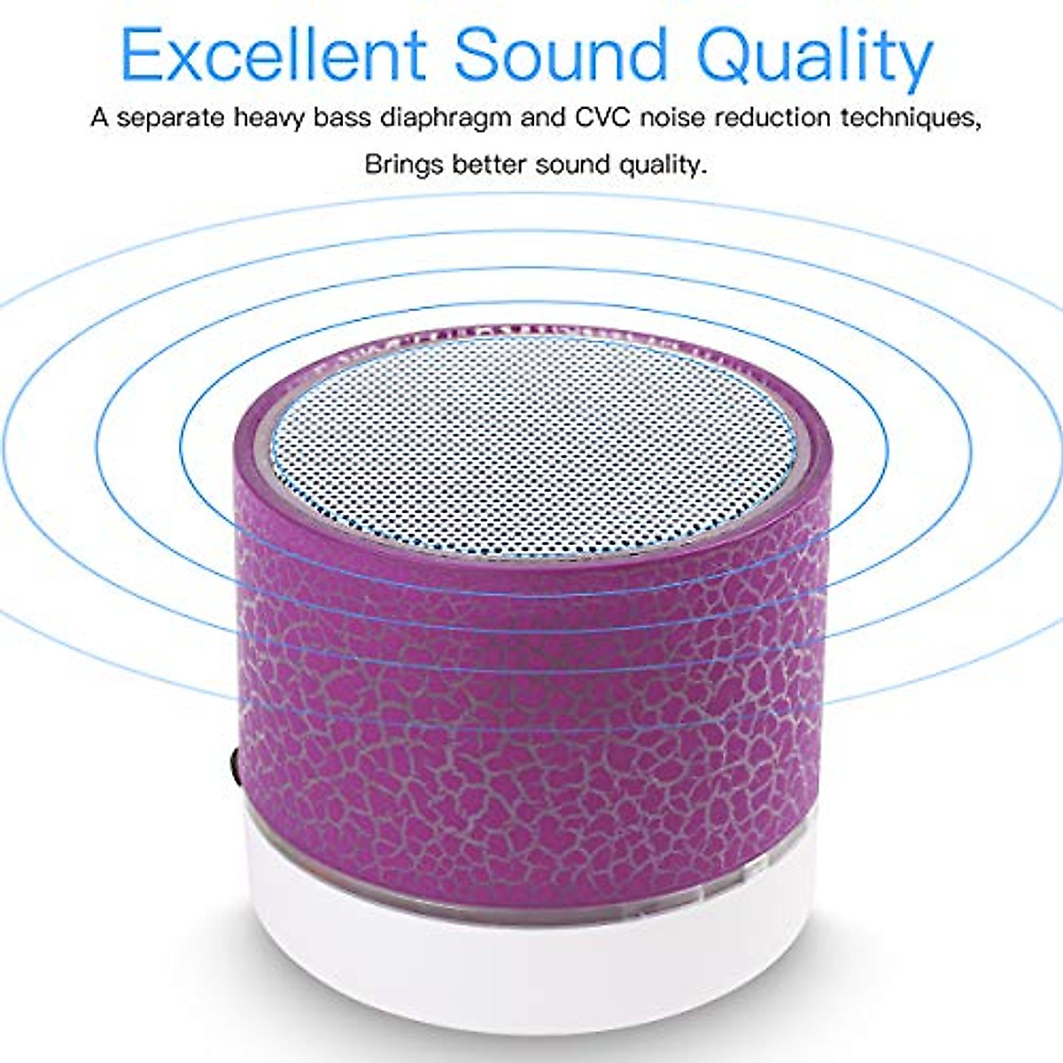 Portable Wireless Mini Bluetooth Speaker,AICase Super Bass Stereo Rechargeable Speaker with LED Lights
