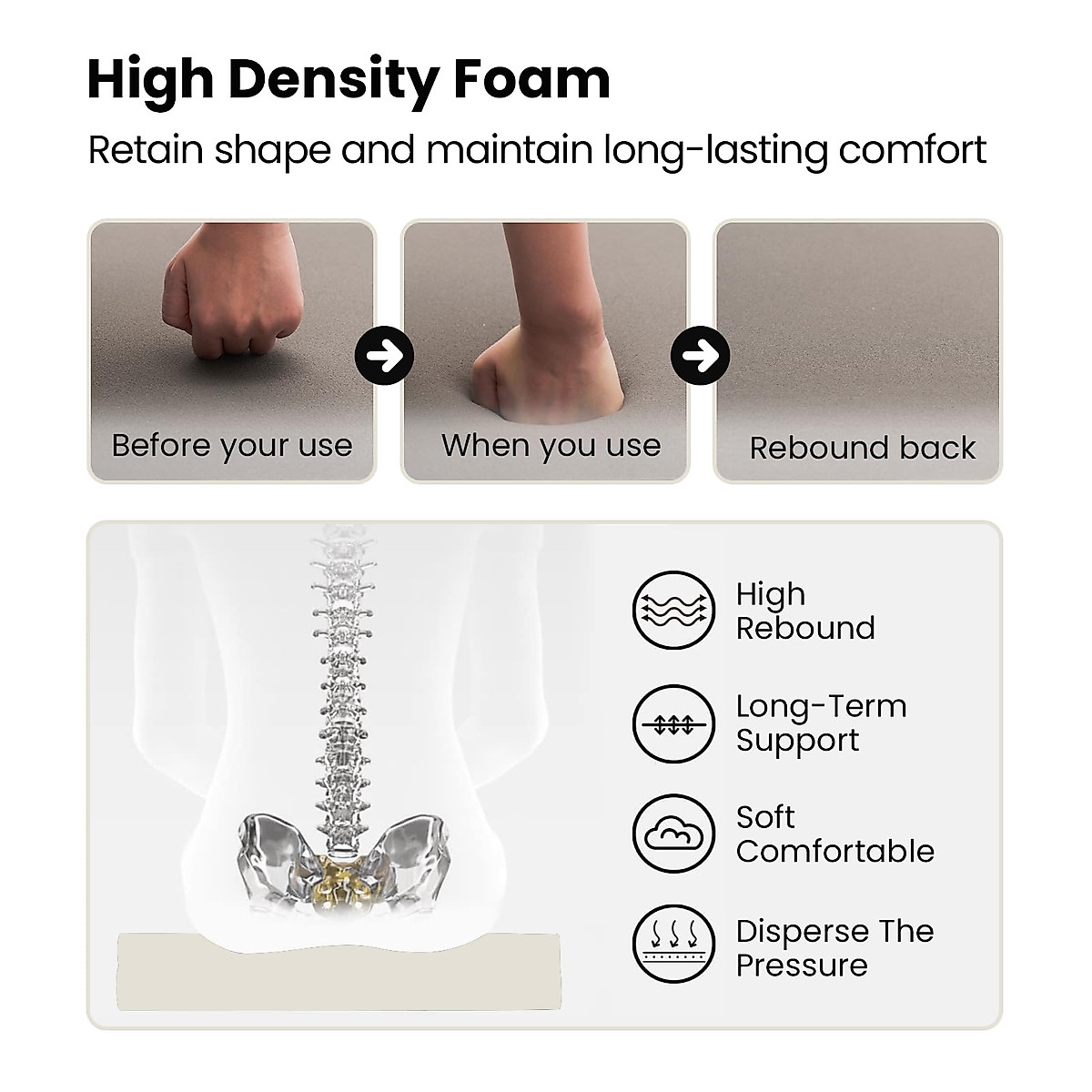 Stricklandhome Outdoor Chair Cushions Set of 2 for Patio Furniture, Square Corner Patio Chair Cushions with Ties, Outdoor Chair Cushions for Dinning Chairs,19" X 19" X 3", Beige