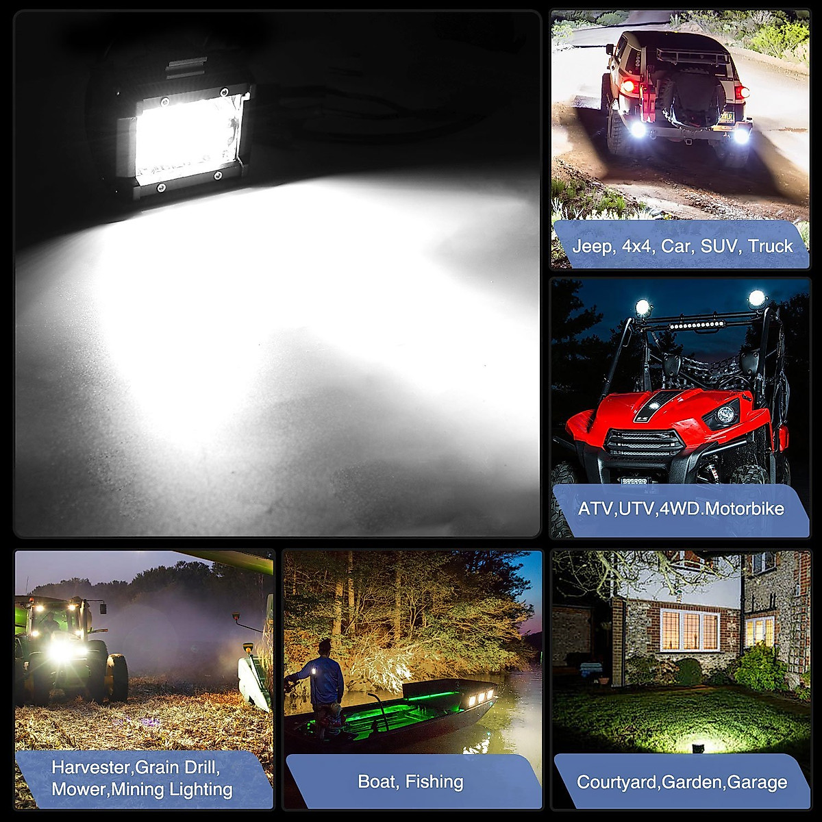 Nilight Led Light Pods 2PC 4Inch 60W Flood Spot Combo Triple Row Driving Lamp Roof Bumper Off Road LED Work Lights Pods for Van Camper Wagon Car Pickup Golf Cart ATV UTV SUV Truck Boat 4x4