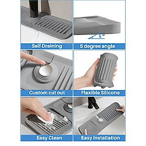 Sponge Holder for Kitchen Sink, Sink Protectors for Kitchen Sink, Kitchen Sink Accessories, Sink Splash Guard Behind Sink, Kitchen Sink Splash Guard , (Grey)