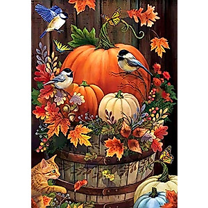Cat Fall Pumpkin Jigsaw Puzzle 500 Piece for Adults Art Project Thanksgiving Gift 20.5 x 14.9 Inch
