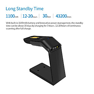 Wireless barcode scanner with stand, Compatible with Bluetooth,2.4GHz Wireless & Wired Connection all in one for Computer POS Warehouse Inventory Library