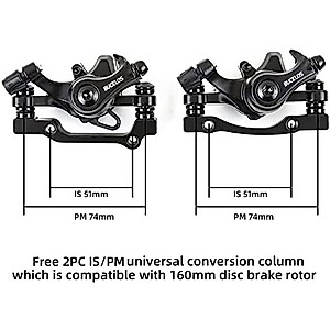 BUCKLOS Mountain Bike disc Brake Caliper with 160mm Adapter, Bicycle Mechanical Aluminum Alloy Brake Calipers, Front/Rear Caliper fit e-Bike Road Bike Folding Bicycles