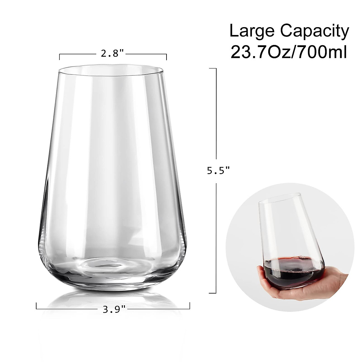 Highball Glasses Set of 4, Tall Drinking Glasses 24oz Oversized Cocktail Glass Set. Lead-Free Crystal Glassware | Juice, Cocktails, Whiskey, Mojito, Iced Tea, Beer for Kitchen, Bar, Restaurant