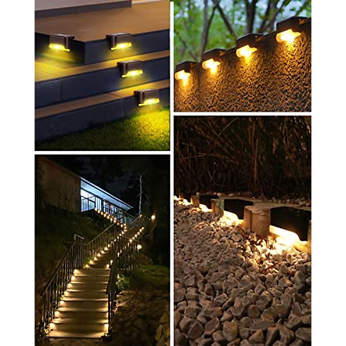 EDDORUNNING Solar Deck Lights Outdoor 8 Pack, Outdoor Lights for Patio Brown Solar Step Lights LED Waterproof Lighting for Outdoor Stair, Deck,Patio,Yard, Fence (Warm White)