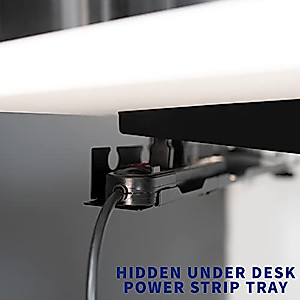 VIVO Steel 13 inch Under Desk Modular Power Strip Tray, Workspace Cable Management Organizer, Hidden Cord Routing, Open Design for Ventilation, Black, DESK-PS02T