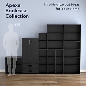 HOMES: Inside + Out Apexa 2-Drawer Wooden Stackable Storage Drawers, Small Food Pantry Cabinet, Cajonera De Madera, Underbed Drawer Dorm Teen Room Decor & Bedroom, Home Office, Kitchen, Black