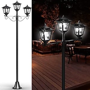 SUNGATH Solar Lamp Post Lights, Triple-Head Solar Lamp Outdoor Waterproof, Solar Pole Light for Street Driveway Garden Yrad Patio Decor, 72 Inches