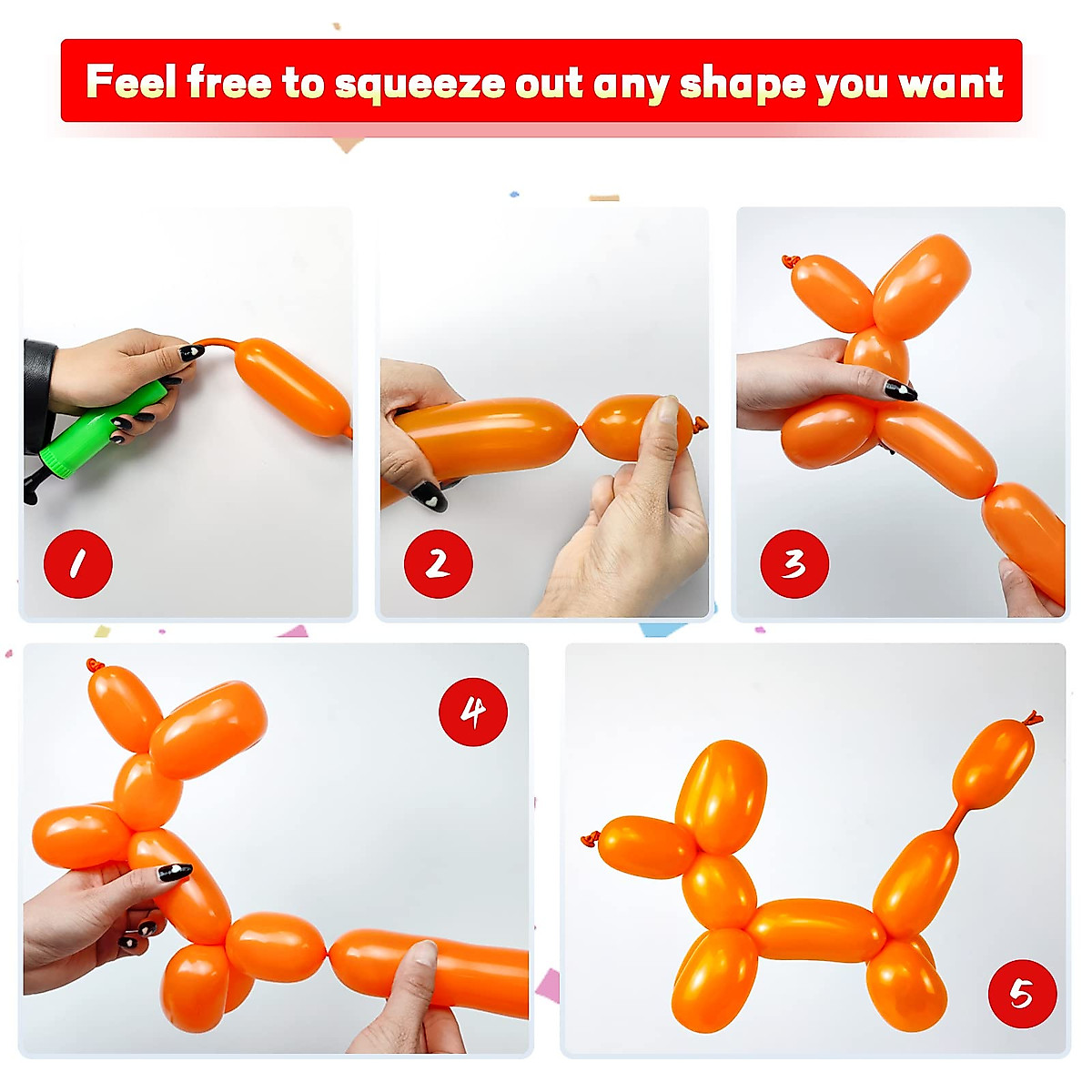 Long Balloons Premium 260 Twisting Balloons Animals Magic Balloons for Birthday Kids Wedding Party Supply 100pcs (Color)