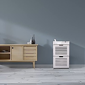 DouSeiAi 2-Layer Freestanding Shoe Cabinet, Shoe Cabinet for Entryway, Slim Shoe Cabinet for Outdoors Indoors, Hidden Shoe Storage for Home (White)