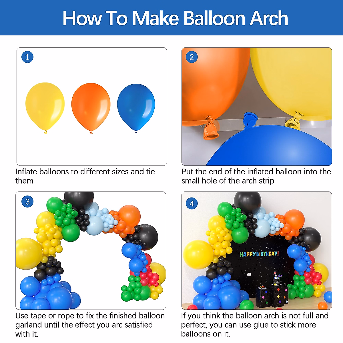 HYOWCHI A-mong Game Party Supplies Balloon Arch - 147 Pcs A-mong Theme Balloon Garland Arch Kit, Blue Green Red Yellow Orange Balloon Arch For Galaxy Alien Game Birthday Baby Shower Decorations