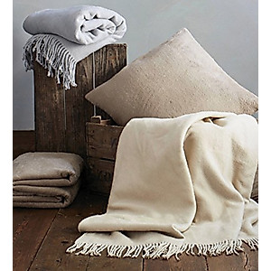 Luxury Pure 100% Mulberry Silk Throw, Genuine Natural 100% Silk Oversized Super Soft Plush Blanket in Ivory or Beige (Ivory)