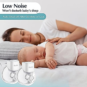 Bluefair Breast Pump, Wearable Breast Pump, Breast Pump Hands-Free, Wearable Pumps for Breastfeeding, 3 Modes & 12 Levels, Smart Display, Memory and Anytime Pause function-24mm, 2 Pack(White)