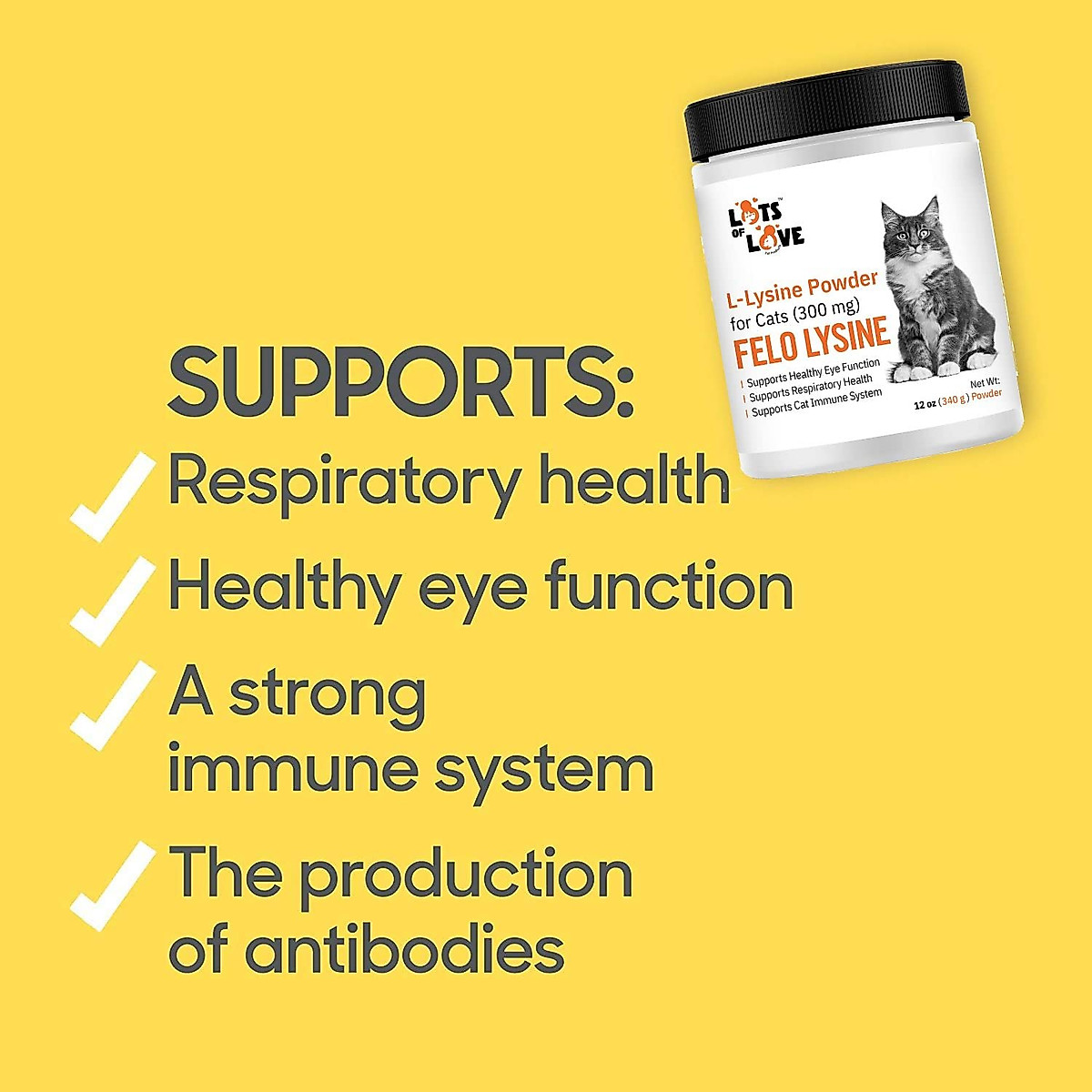 FELO LYSINE - L-Lysine Powder for Cats 300 mg (Thomas Pet Earlier), 12 oz