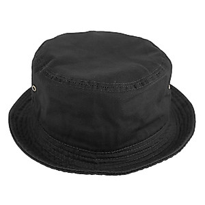 Gelante Solid Color 100% Cotton Bucket Hat for Women and Men Packable Travel Summer Beach Hat 1900-Black-L/XL
