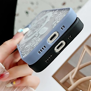 Skyseaco for iPhone 13 Mini Case Compatible with MagSafe for Black Frosted PC Back Protector Flower Shockproof Black Floral Blooms Design Protective Women Girls Phone Case - Flower Blooms/Black