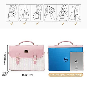 LOVEVOOK Computer Bag Laptop Bag for Women Cute Laptop Messenger Bag for Work College,Pink Stripes