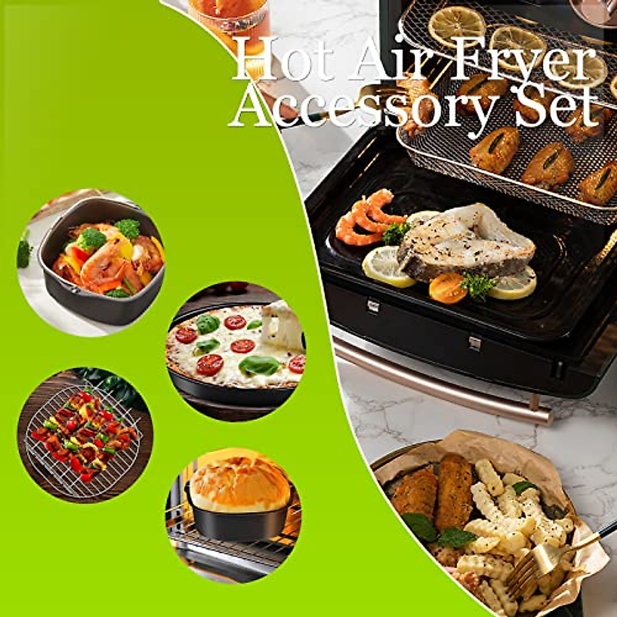 8 Inch Air Fryer Accessories XL 11 PCS Set,for GOWISEUSA/NINJA/COSORI/PHILIPS and All Air Fryers Above 3.7Qt, Non-Stick Coating with BPA-Free