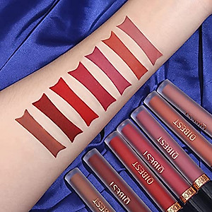 QiBest 7Pcs Matte Liquid Lipstick + 1Pcs Lip Plumper Makeup Set Kit, Pigmented Long Lasting Lip Gloss Set, Velvet Waterproof Lip Makeup Gift Sets for Girls and Women