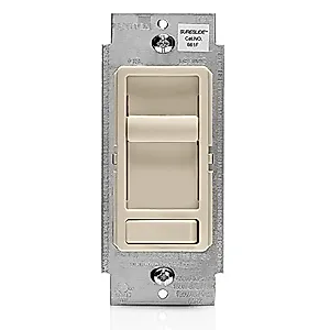 Leviton 661F-10T 1.5 Amp SureSlide Single-Pole or 3-Way Fan Quiet Control, Light Almond