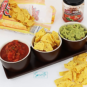 Ceramic Snack Serving Tray Set with 3 8oz Bowls for Dips Condiments Snacks